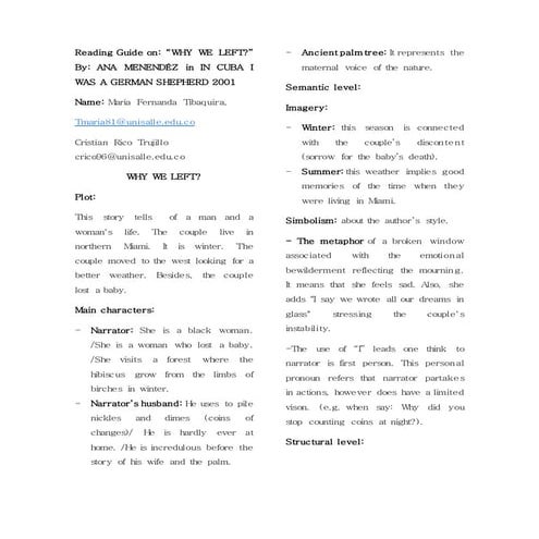 Why we left reading guide | DOCX