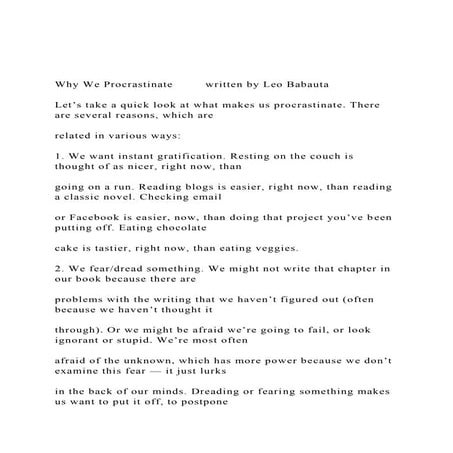 Why We Procrastinate written by Leo Babauta Let’s .docx