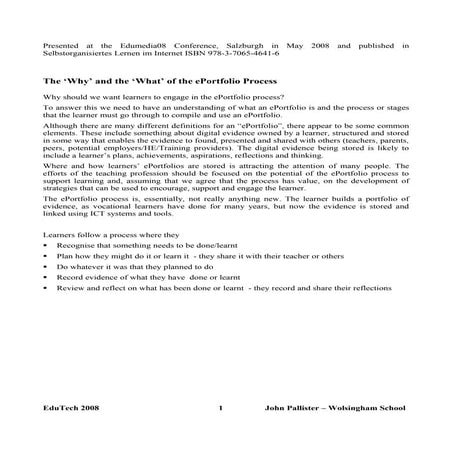 Why, What , and How of ePortfolios | PDF