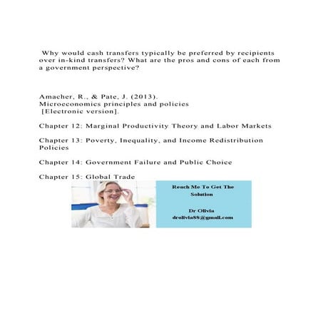 Why would cash transfers typically be preferred by recipients o | DOCX