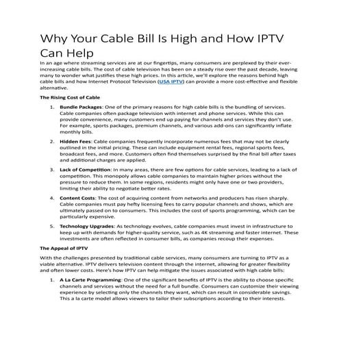 Why Your Cable Bill Is High and How IPTV Can Help.pdf | Internet ...