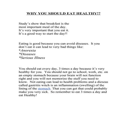 Why you should eat healthy | PDF
