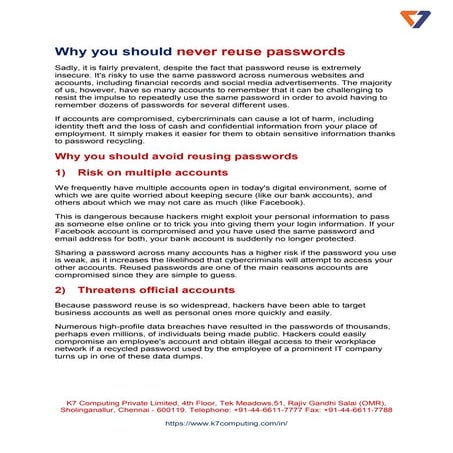 Why You Should Never Reuse Passwords Pdf Free Download
