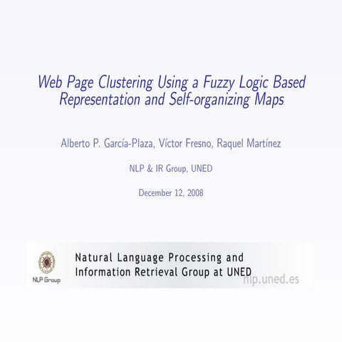 Web Page Clustering Using a Fuzzy Logic Based Representation and Self-Organizing Maps | PDF ...