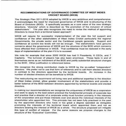Wicb governance committee report | PDF