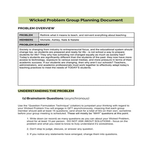 Group Planning Document | PDF