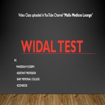 WIDAL Test | PDF
