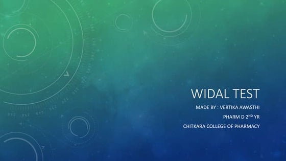 Widal test | PPT | Infectious Diseases | Diseases and Conditions