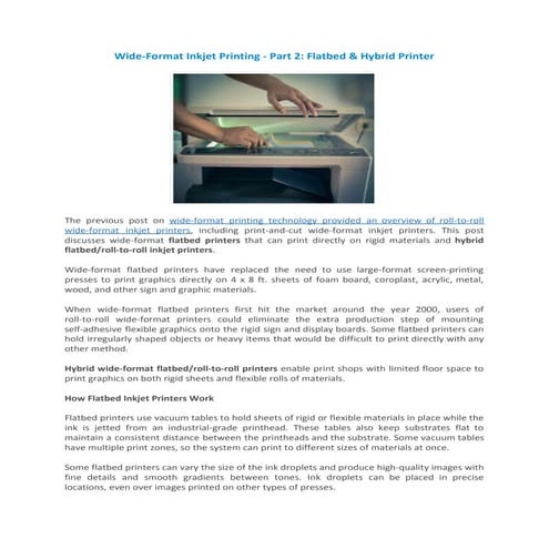 Wide format inkjet printing - part 2 flatbed & hybrid printer | PDF