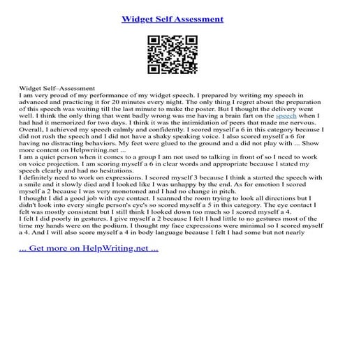 Widget Self Assessment | PDF