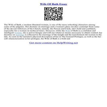 Wife Of Bath Essay | PDF