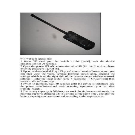 mini Wifi webcam operations | PDF