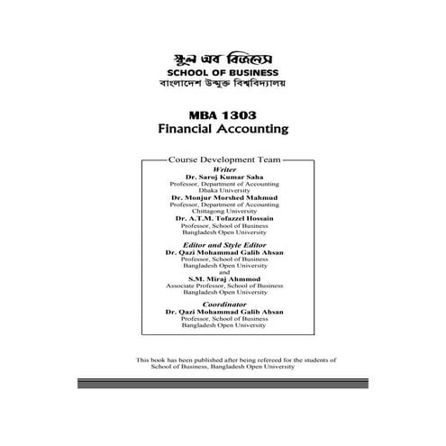 Financial Accounting Book (MBA) Level | PDF