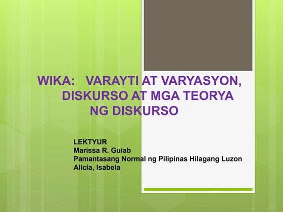 Fil1 aralin 1-katuturan at katangian ng wika | PDF