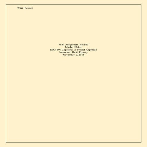 Wiki assignment revised edu 697 week 3 assignment | DOCX