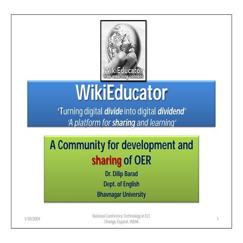 WikiEducator: A Community for OER | PPT