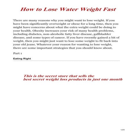 How to Lose Water Weight Fast | PDF