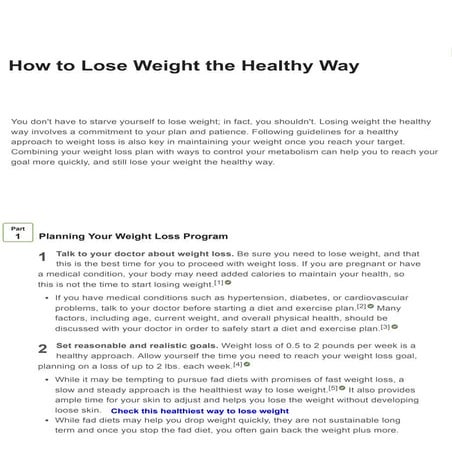 HowTo Lose Weight The Healthy Way | PDF