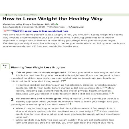 Wikihow lose-weight-the-healthy-way (best method) | PDF