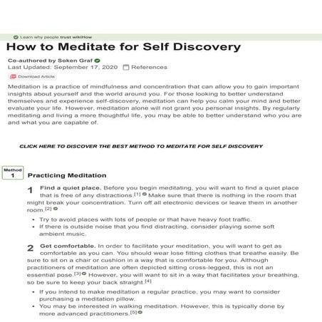 How to meditate for self discovery | PDF