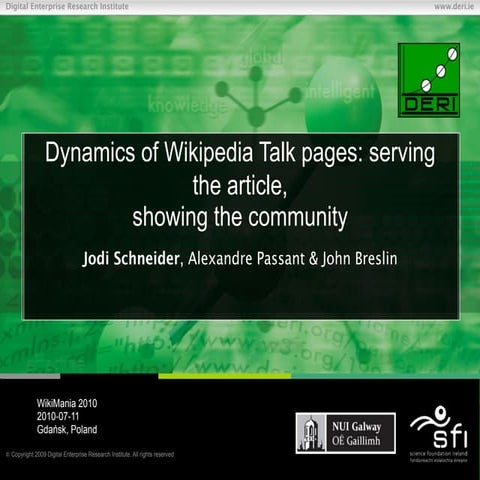 Dynamics of Talk pages: Serving the article, showing the community ...