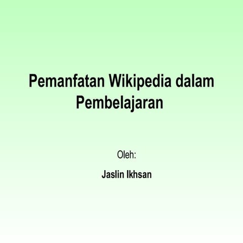 Wikipedia Dalam Pembelajaran | PPT