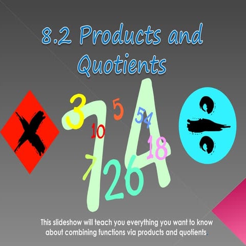 Grade 12 math products and quotients of functions | PPTX
