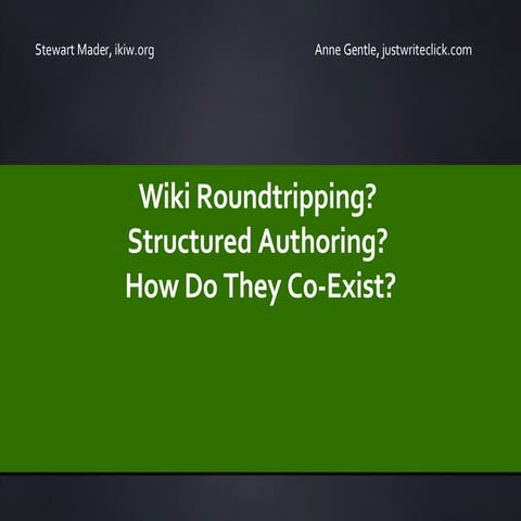 Wiki Roundtripping? Structured Authoring? How Do They Co-Exist? | PPT