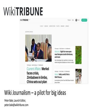 Peter Bale – Reconstructing journalism, Wiki style | PPT