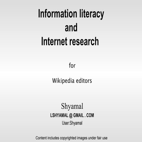 Information Literacy and Internet Research - Wiki workshop | PPT
