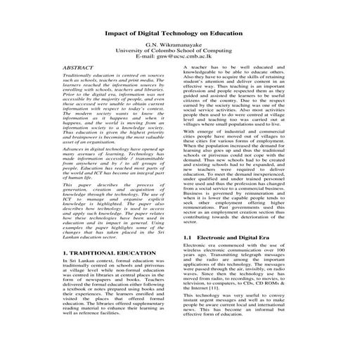 Impact of Digital Technology on Education | PDF | Internet | Computing