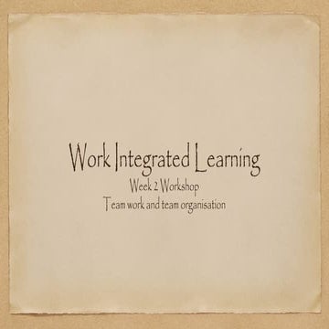 Work Integrated Learning-Week2 for the month of july | PPTX