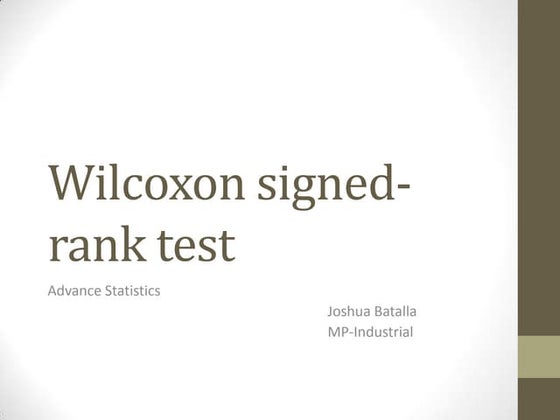 Wilcoxon signed rank test | PPTX