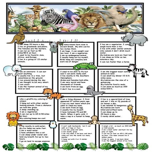 Wild animal-riddles-key-fun-activities-games-games-icebreakers-oneonone ...