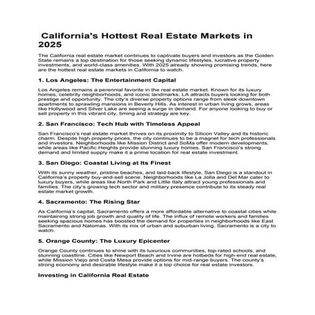 California's Hottest Real Estate Markets in 2025 | DOCX