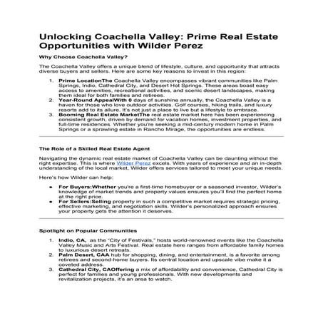 Unlocking Coachella Valley: Prime Real Estate Opportunities with Wilder ...