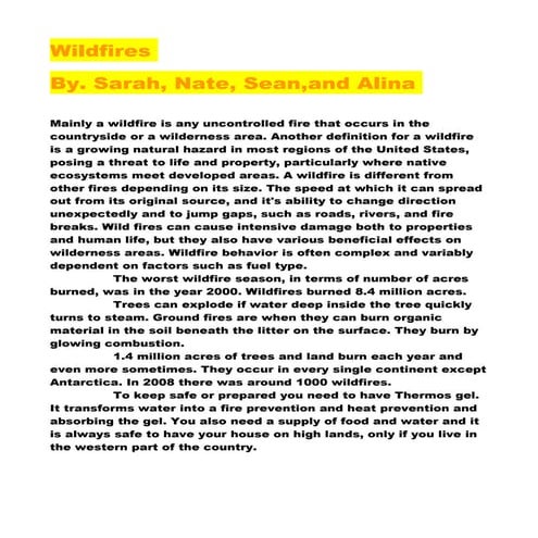 Wildfires | DOC | Geography | Science