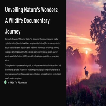 Wildlife Doc Pitch Deck Template by viktor the pitchermann | PDF