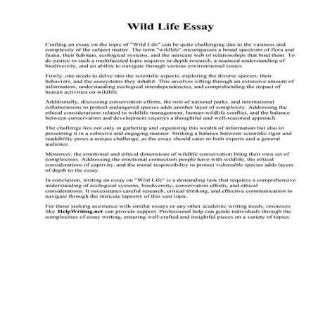 Wild Life Essay. University of Central Florida | PDF