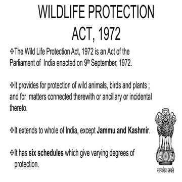 Wild Life Protection Act, 1972 | PPTX