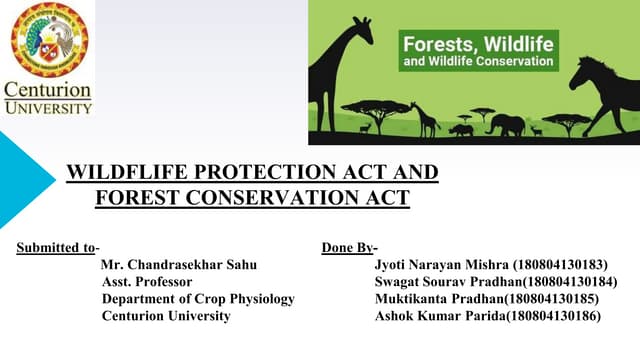Wildlife protection act, 1972 | PPTX