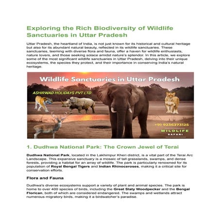 Exploring Wildlife Sanctuaries in Uttar Pradesh | PDF