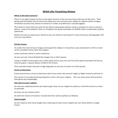Wildlife teaching notes | DOCX
