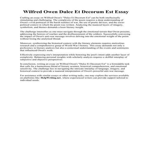 Wilfred Owen Dulce Et Decorum Est Essay.pdf