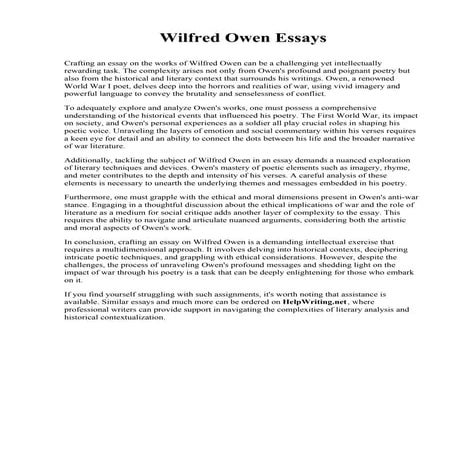 Wilfred Owen Essays.pdfWilfred Owen Essays | PDF