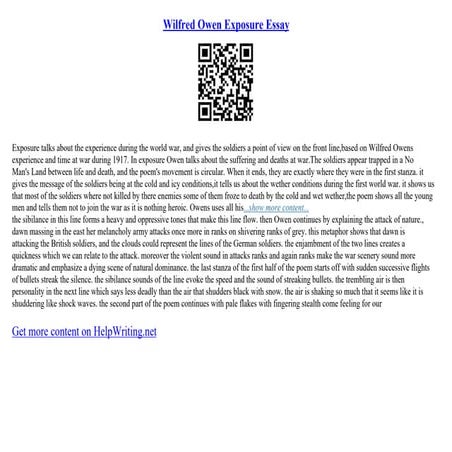 Wilfred Owen Exposure Essay | PDF