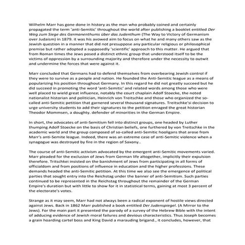 Wilhelm Marr has gone done in history as the man who probably coined ...