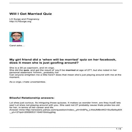 Will I Get Married Quiz | PDF