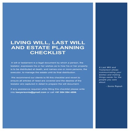 Will and estate planning check list | PDF