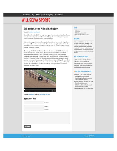 Will Selva, Sports broadcaster at Nfln